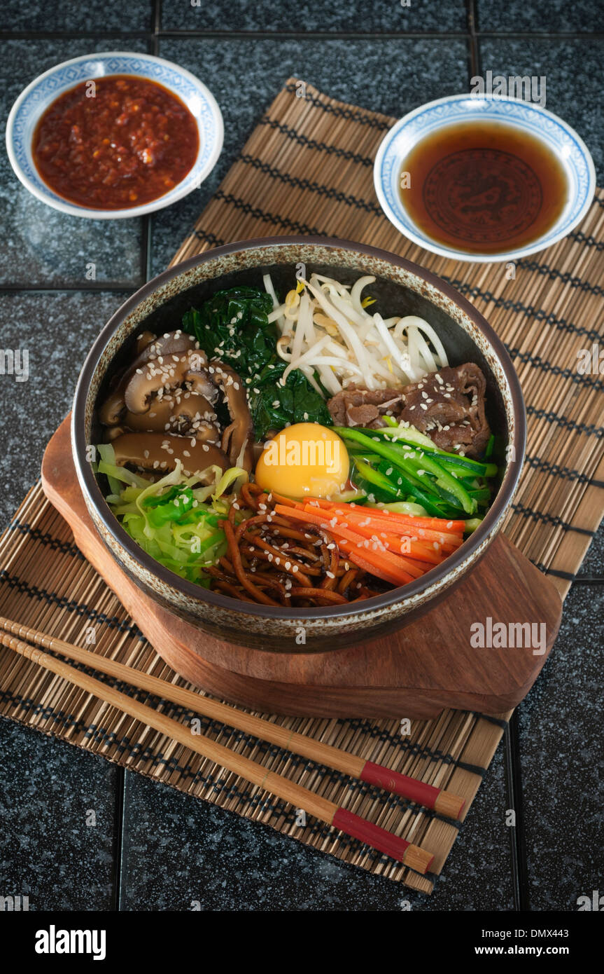 Bibimbap Korean rice and mixed vegetable dish Korea Food Stock Photo ...