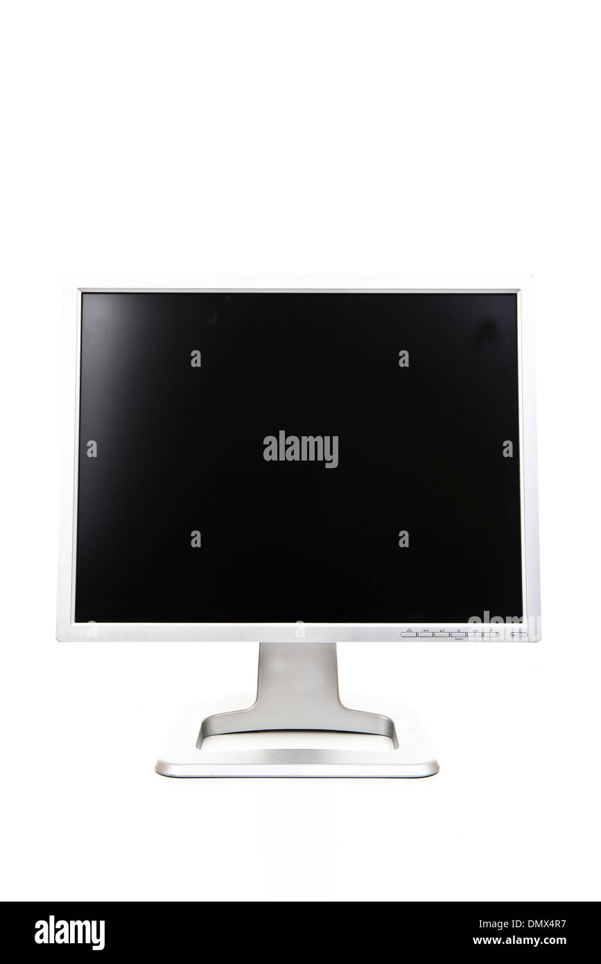 silver computer monitor on white background Stock Photo - Alamy