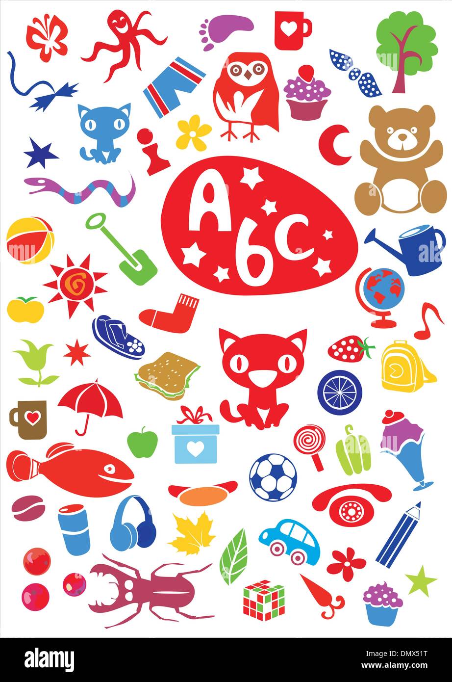 different cute colorful elements Stock Vector Image & Art - Alamy