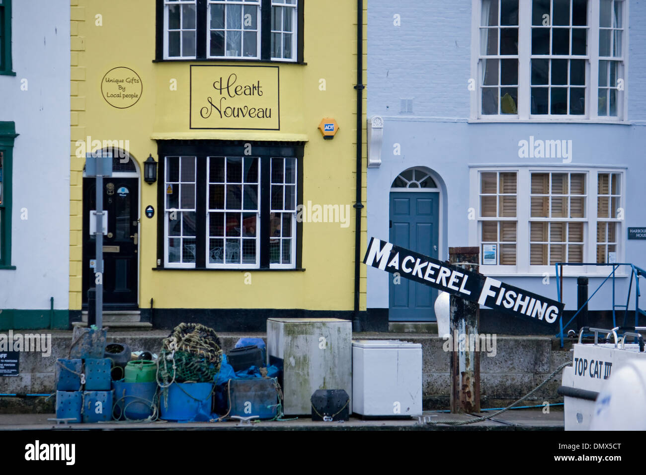 mackerel fishing sign and fishing equipment on Weymouth harbour,Dorsrt ...