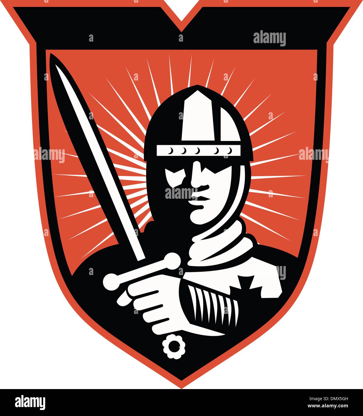 Crusader knight sword shield retro Stock Vector Images - Alamy