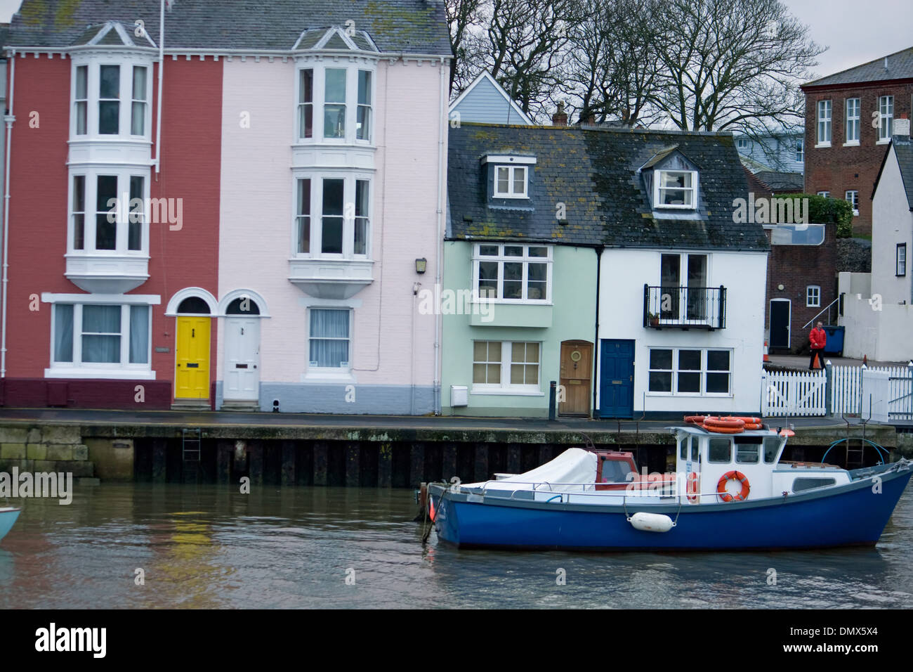 Architectural variety of buildings alongside Weymouth harbour,Dorset ...