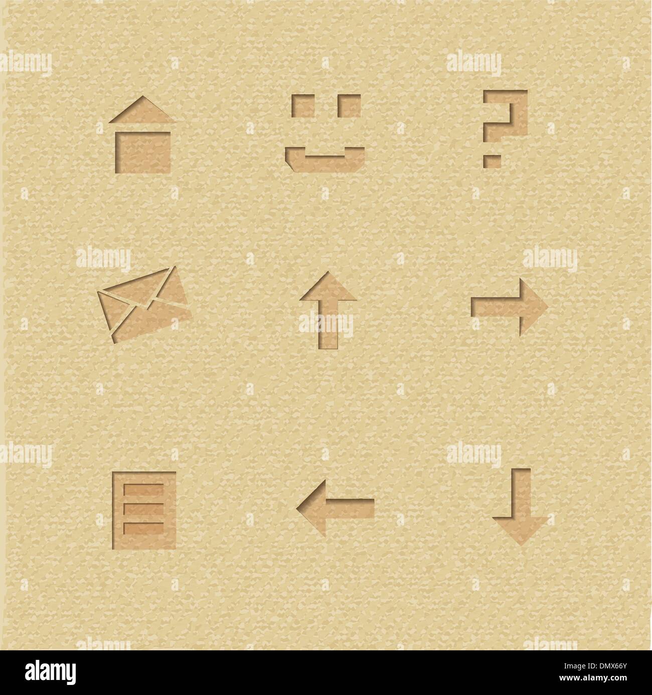 Set of interface icons on cardboard background Stock Vector Image & Art ...