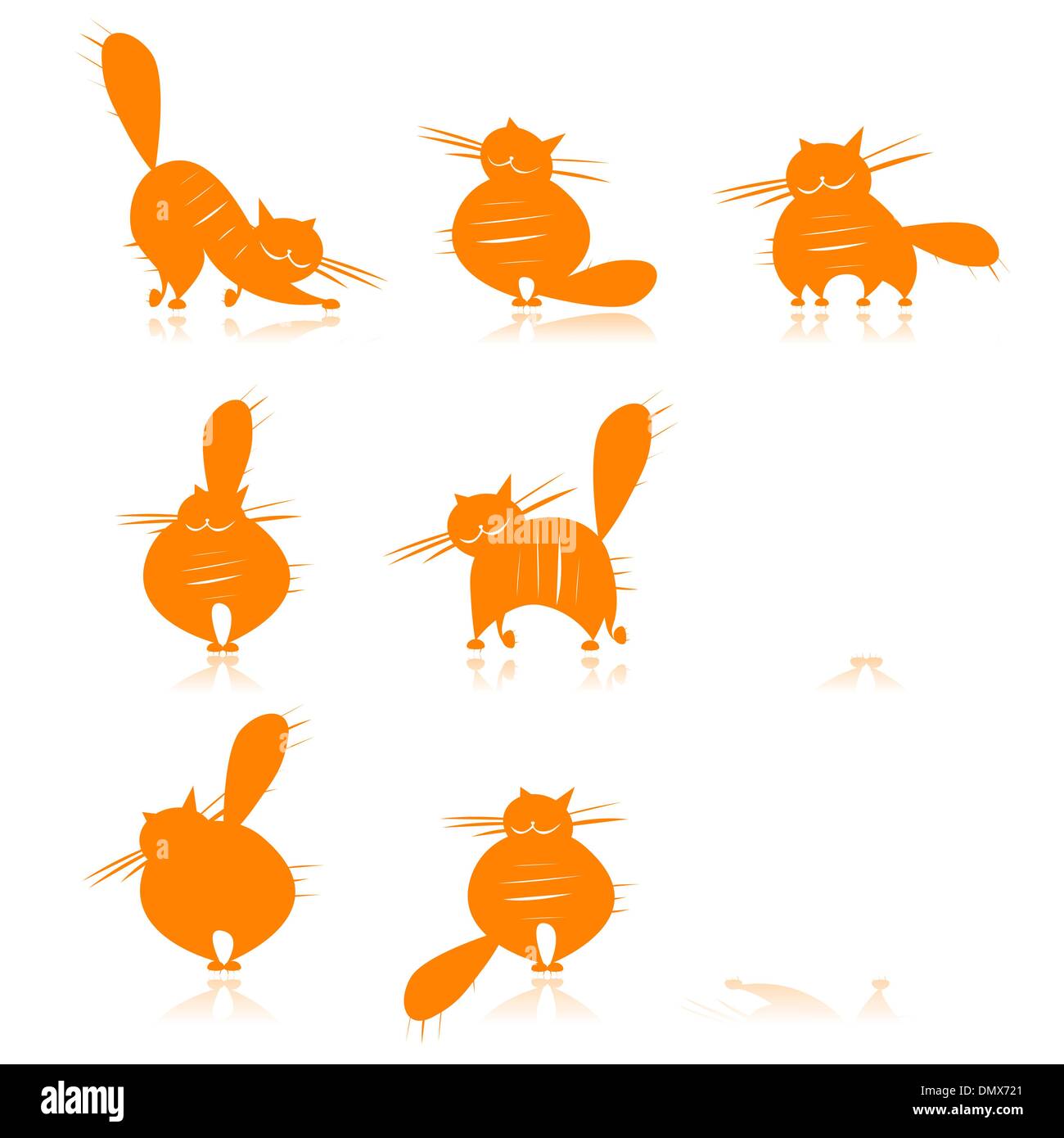 Funny orange fat cats silhouettes for your design Stock Vector Image ...