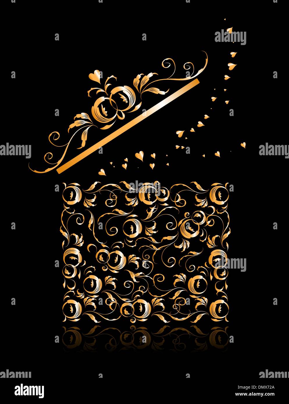 Opened gift box stylized, floral ornament design Stock Vector Image ...