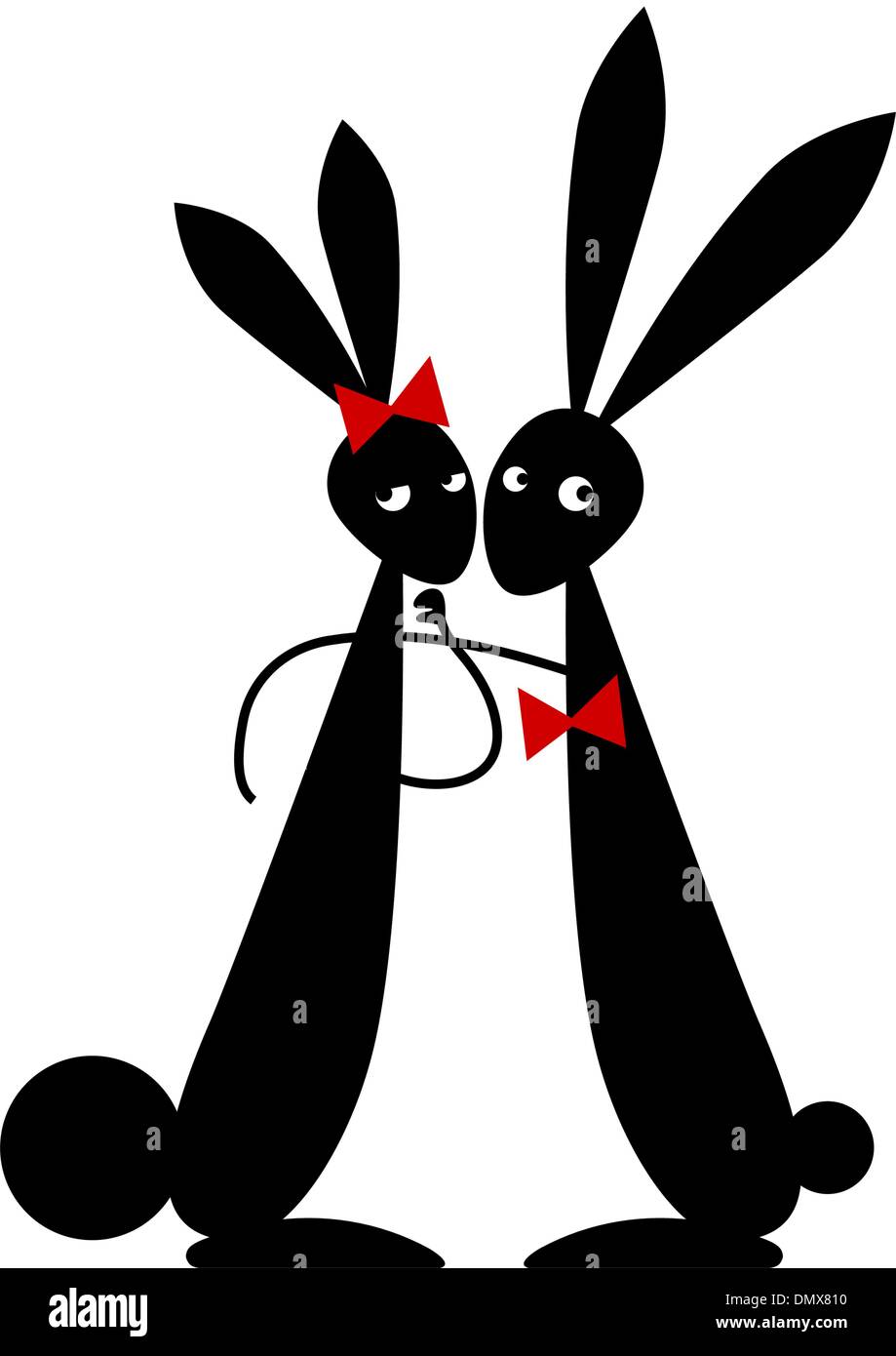 Couple of rabbits, black silhouette for your design Stock Vector Image ...