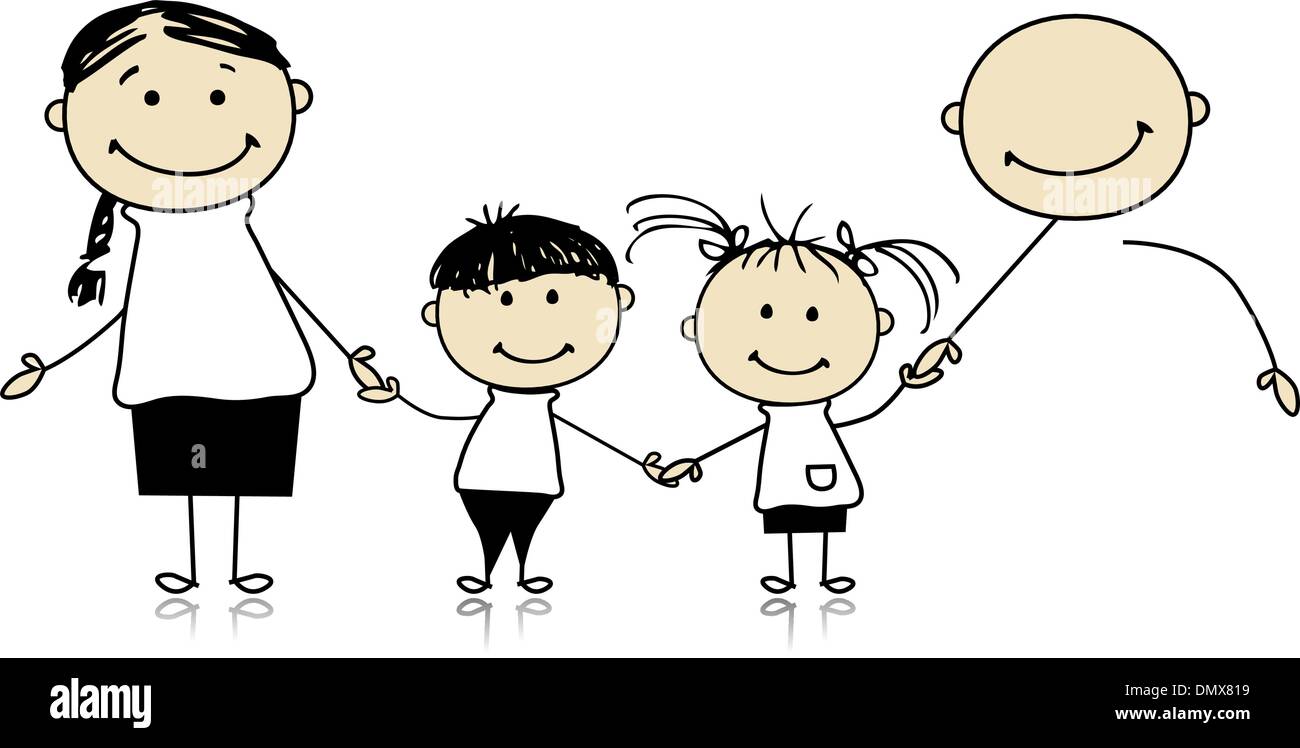 Happy family smiling together, drawing sketch Stock Vector Image & Art ...