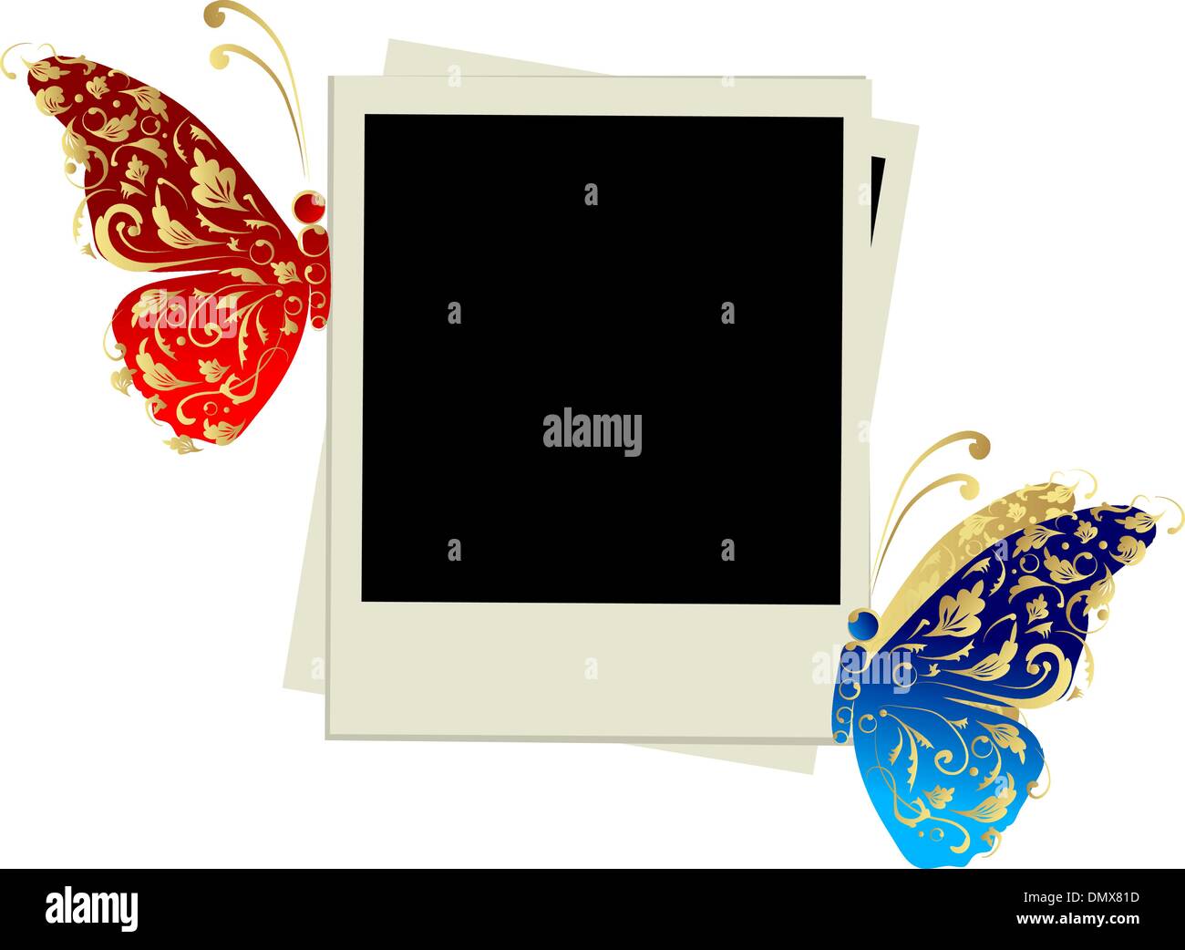 Photo frame design with butterfly decoration Stock Vector Image & Art ...