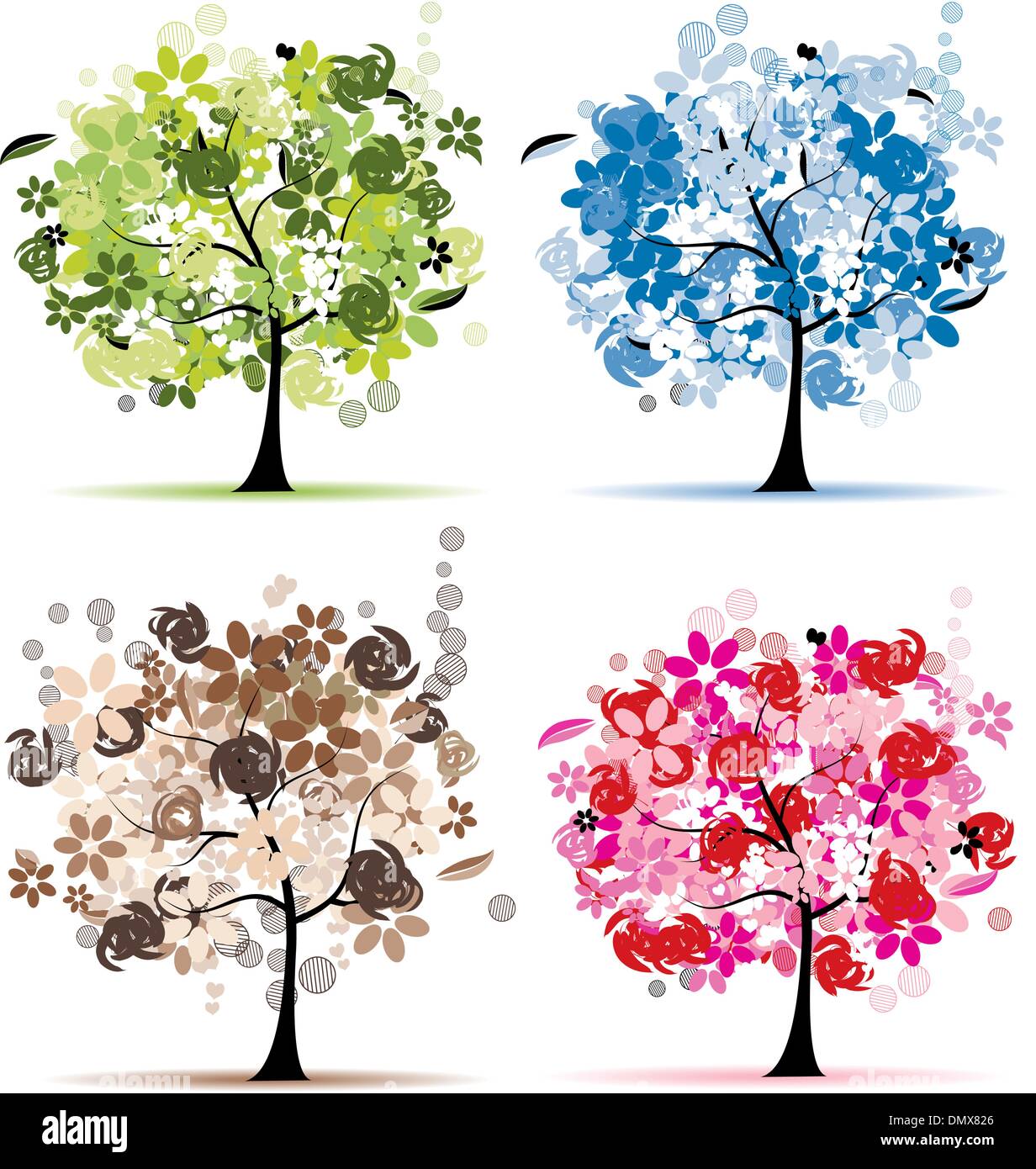 Set of floral trees beautiful for your design Stock Vector Image & Art ...