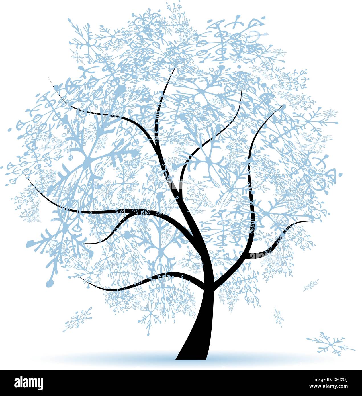 Winter tree, snowflakes. Christmas holiday Stock Vector Image & Art - Alamy