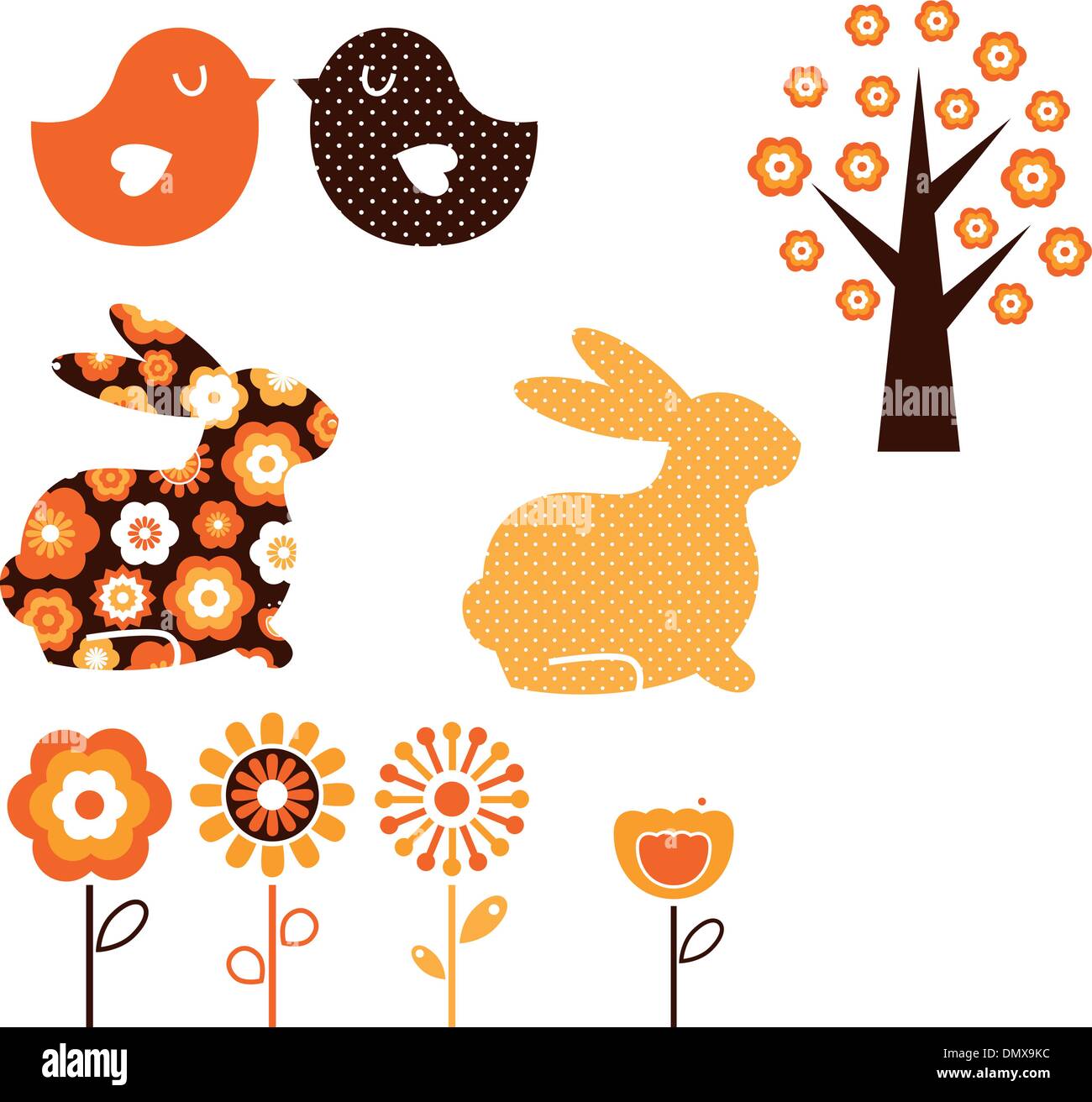 Retro spring easter design elements set ( vector Stock Vector Image ...