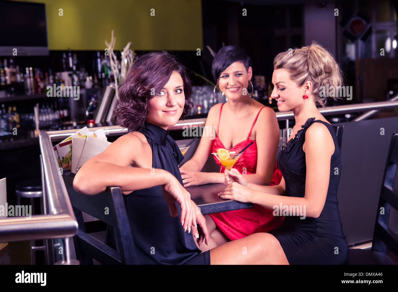 group of young women in the bar Stock Photo - Alamy