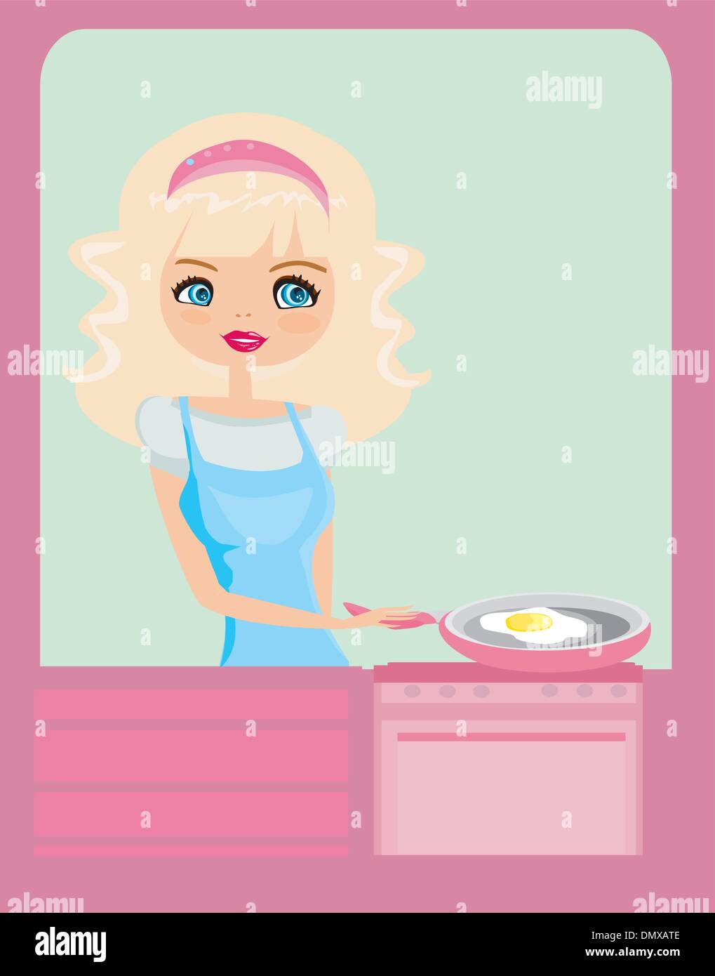 Lady eating egg Stock Vector Images - Alamy