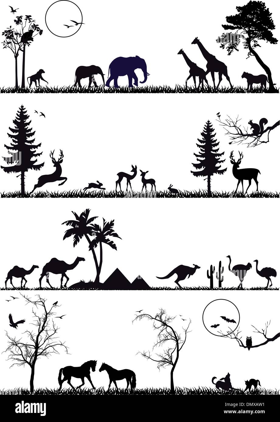 animal background set, vector Stock Vector Image & Art - Alamy