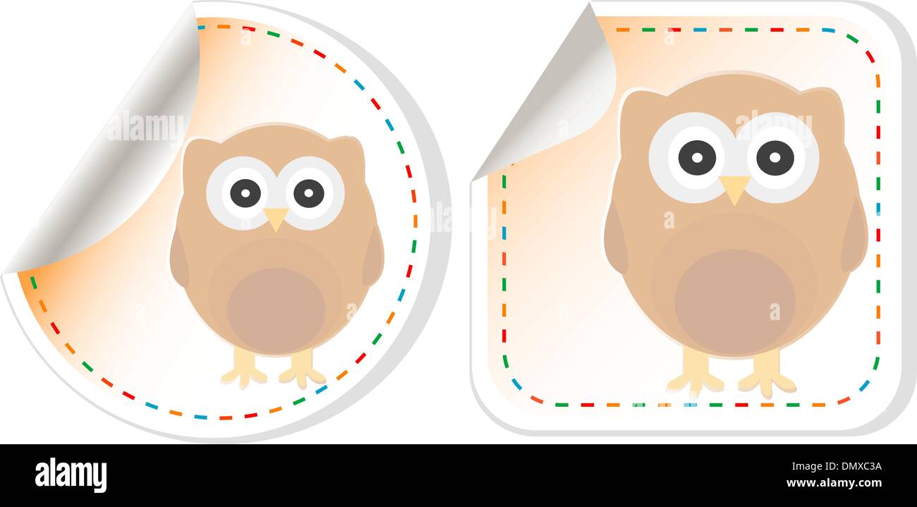 holiday label set - very cute owl scrapbooking elements sticker Stock ...