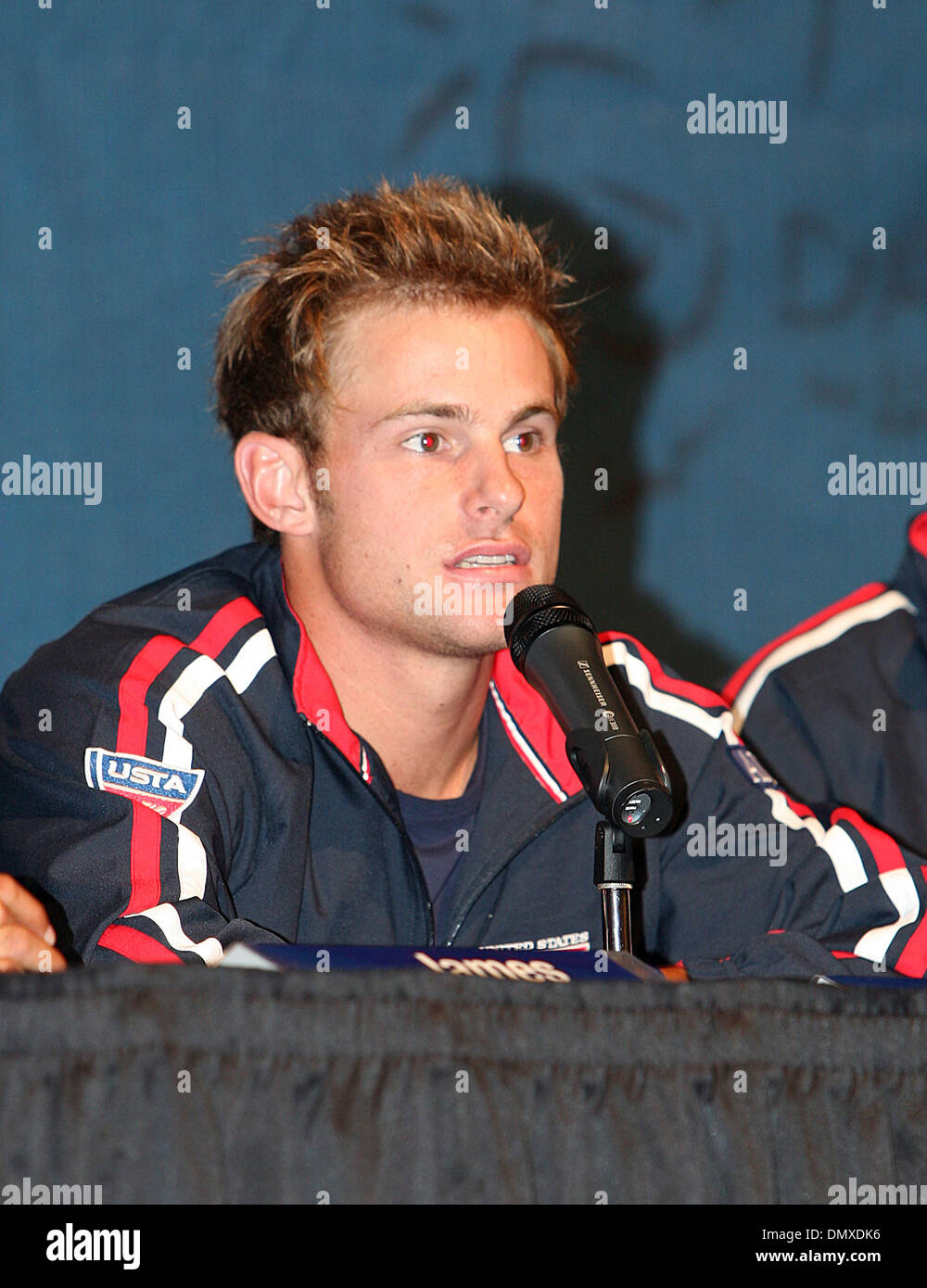 Feb 10, 2006; Miramar, CA, USA; ANDY RODDICK answering media question ...