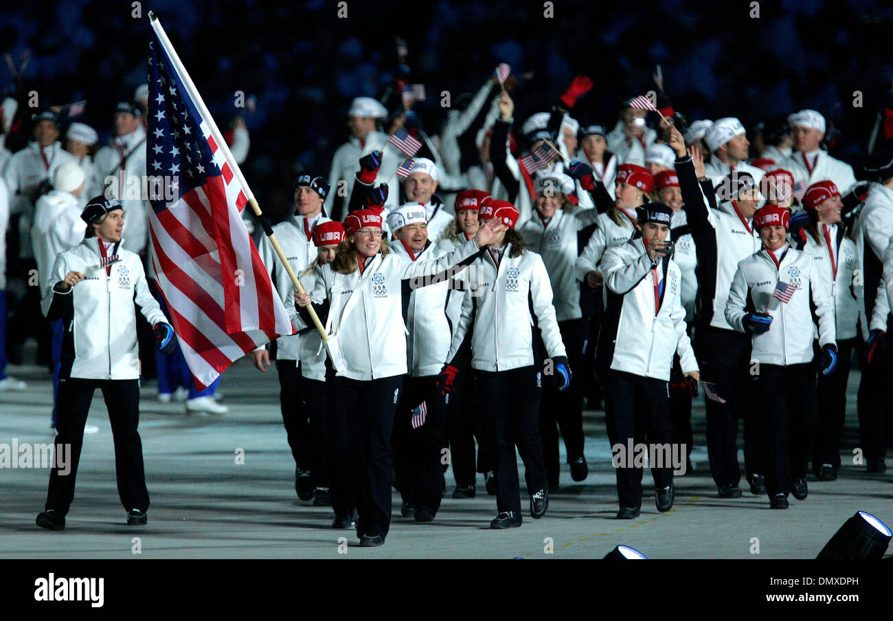Feb 10, 2006; Turin, ITALY; The US Olympic team makes its way Friday ...