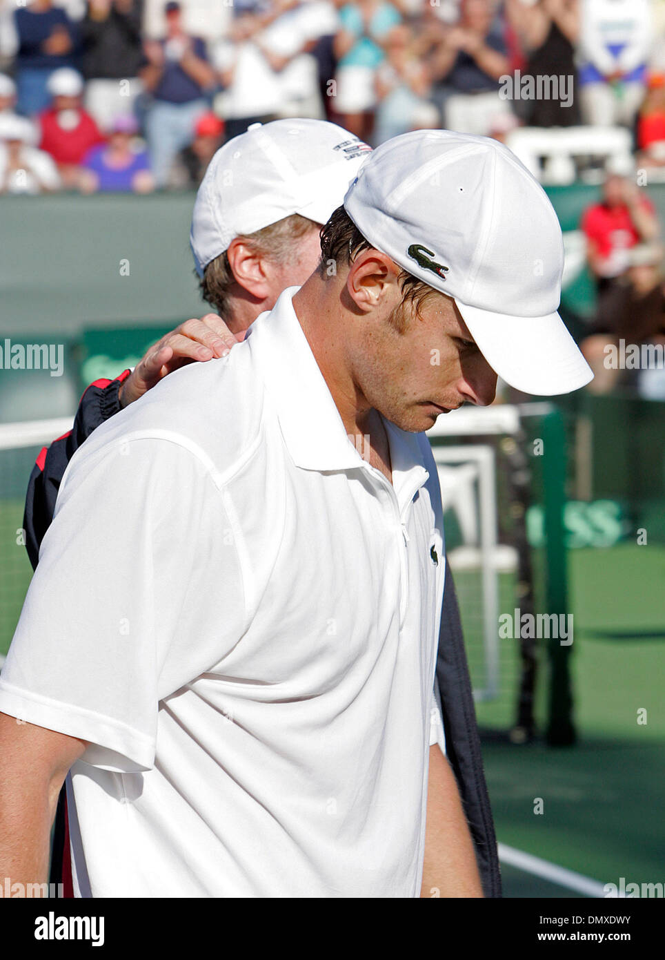 Feb 10, 2006; La Jolla, CA, USA; ANDY RODDICK being consoled by Patrick ...