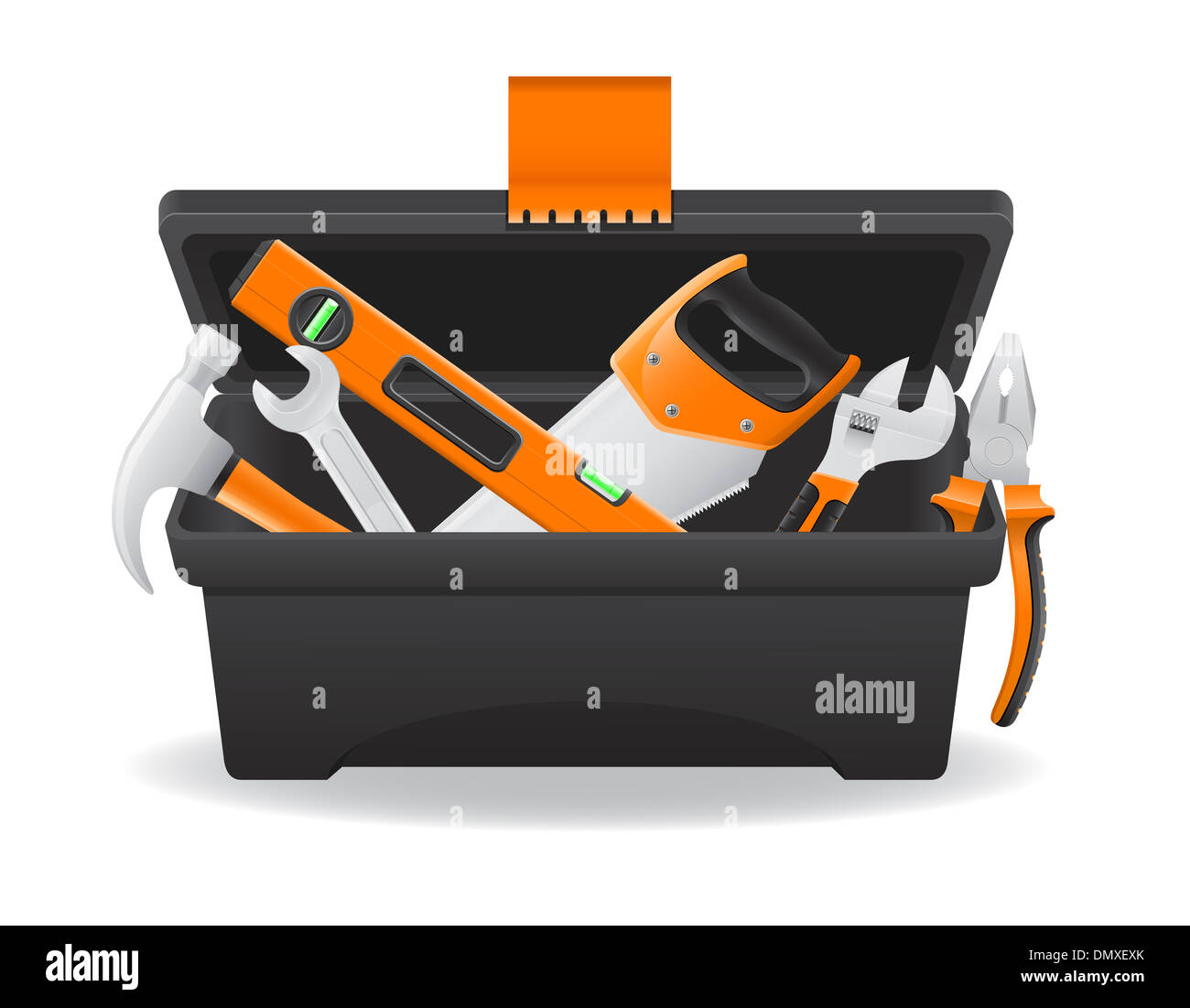 open plastic tool box illustration isolated on white background Stock ...