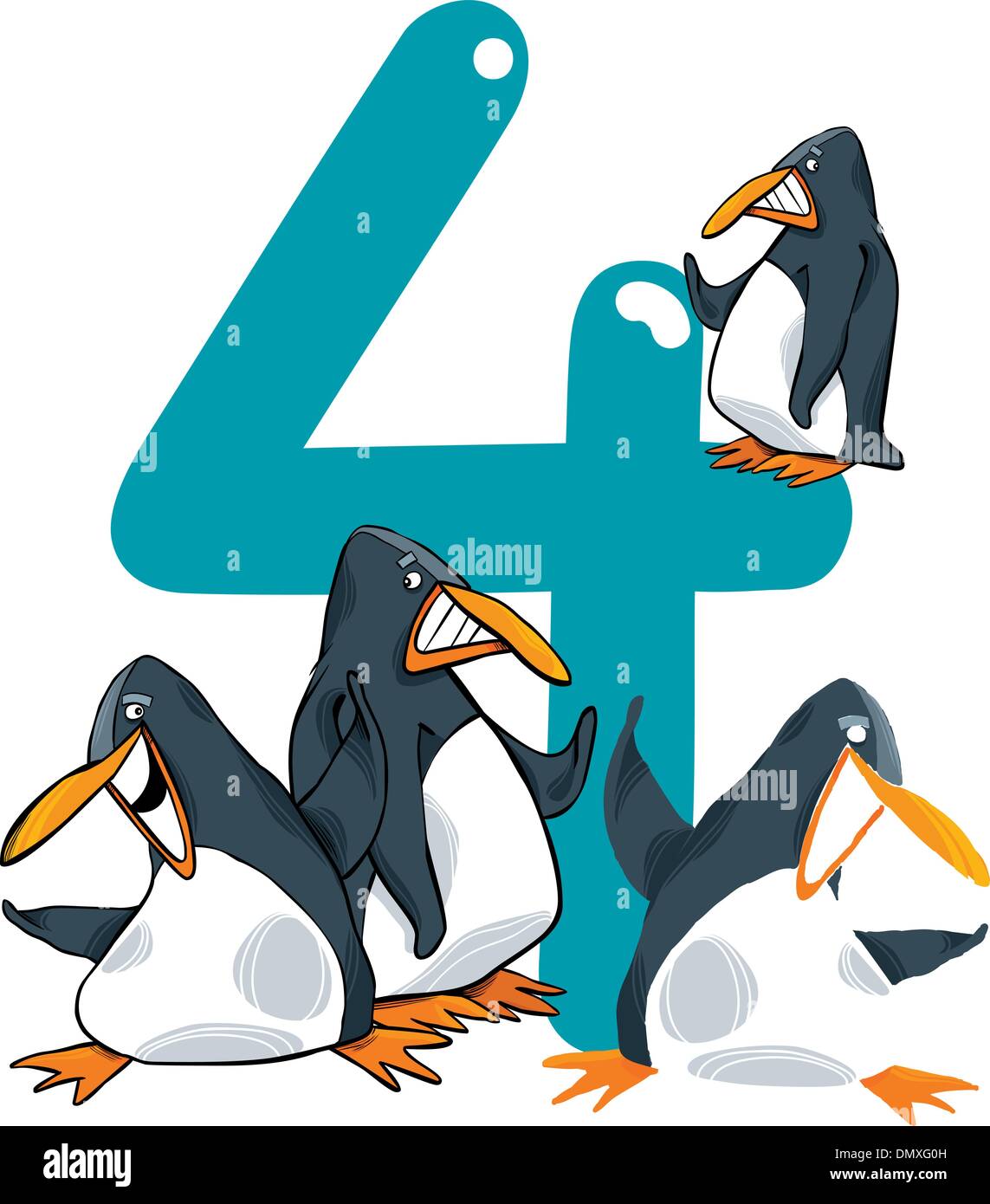 number four and 4 penguins Stock Vector Image & Art - Alamy