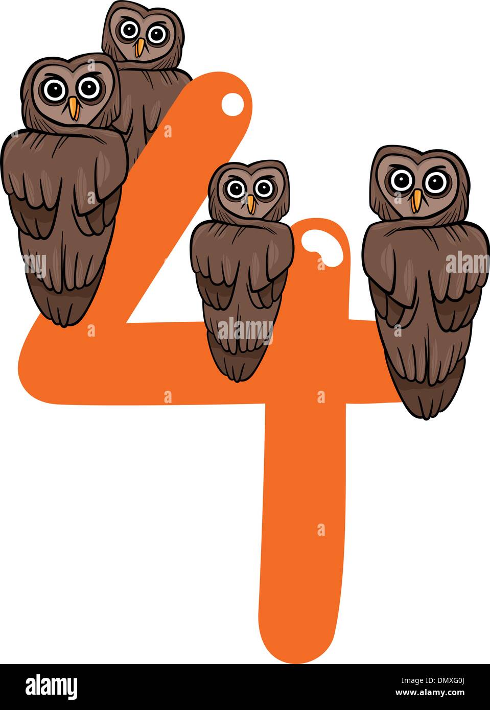 number four and 4 owls Stock Vector Image & Art - Alamy