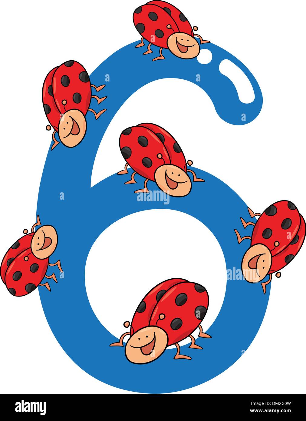Number six ladybug Stock Vector Images - Alamy
