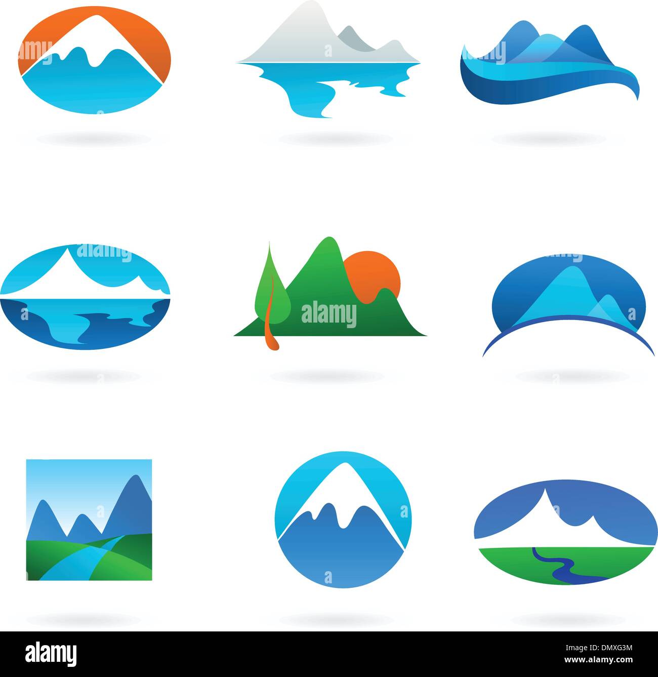 Indian mountain painting Stock Vector Images - Alamy