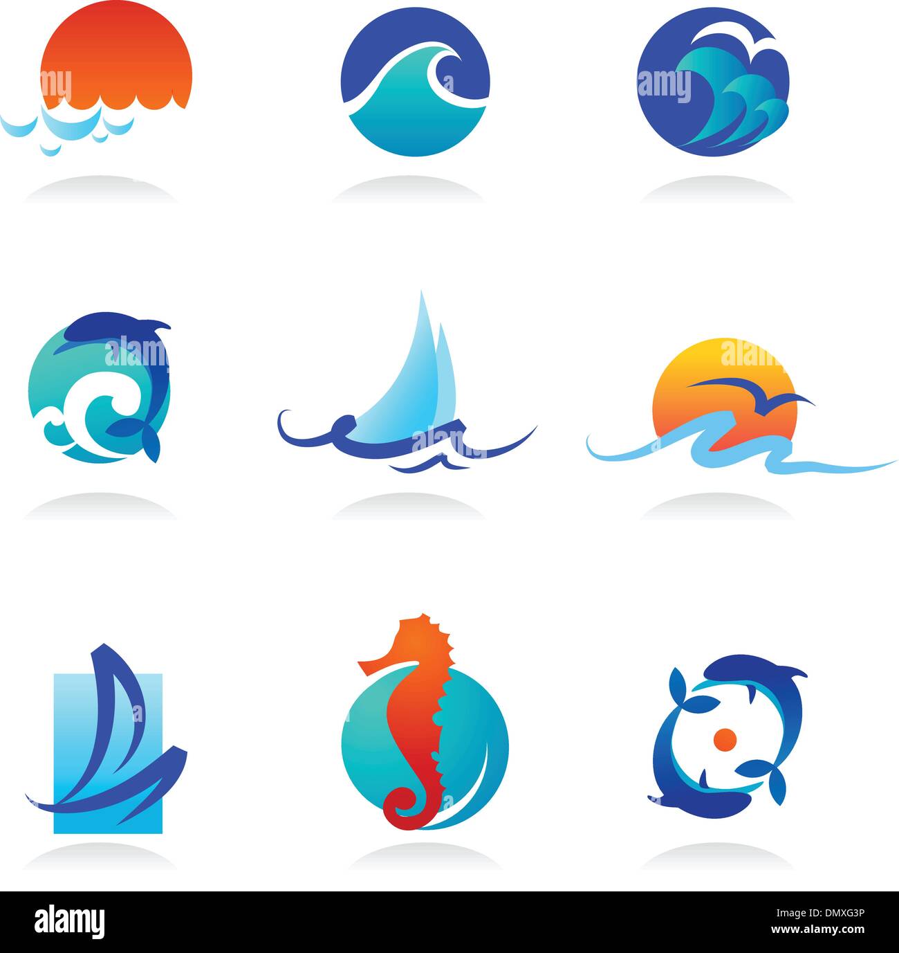 Collection of sea related icons Stock Vector Image & Art - Alamy