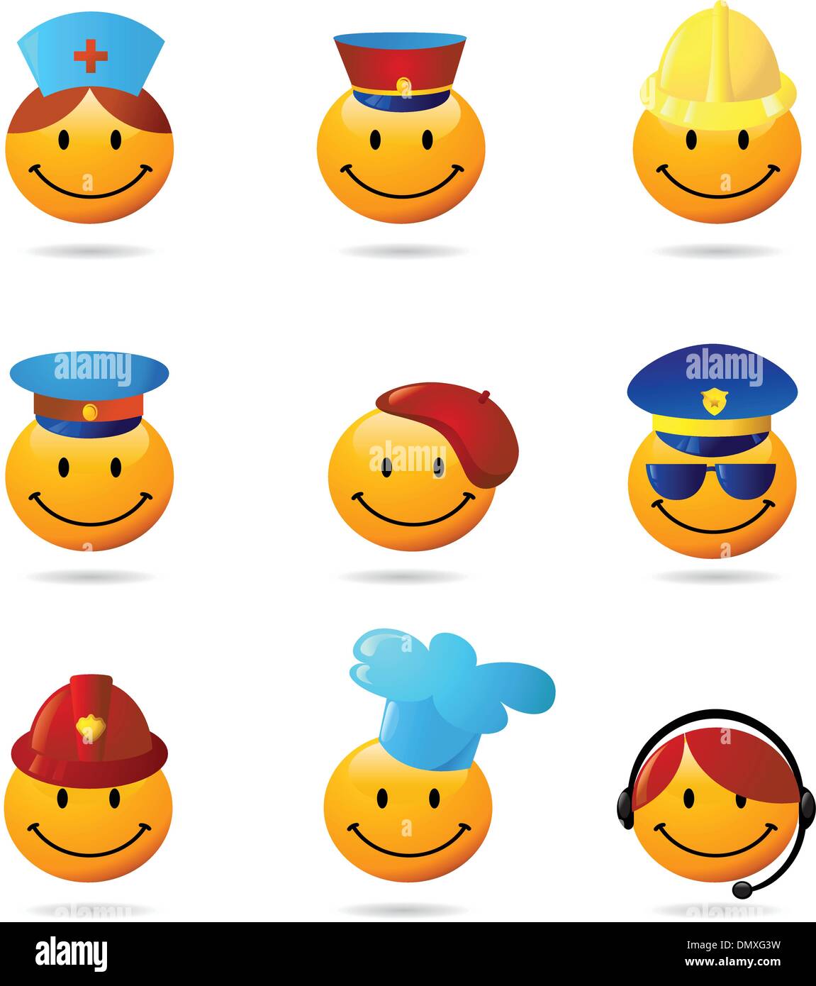 Smiley set with different professions Stock Vector Image & Art - Alamy
