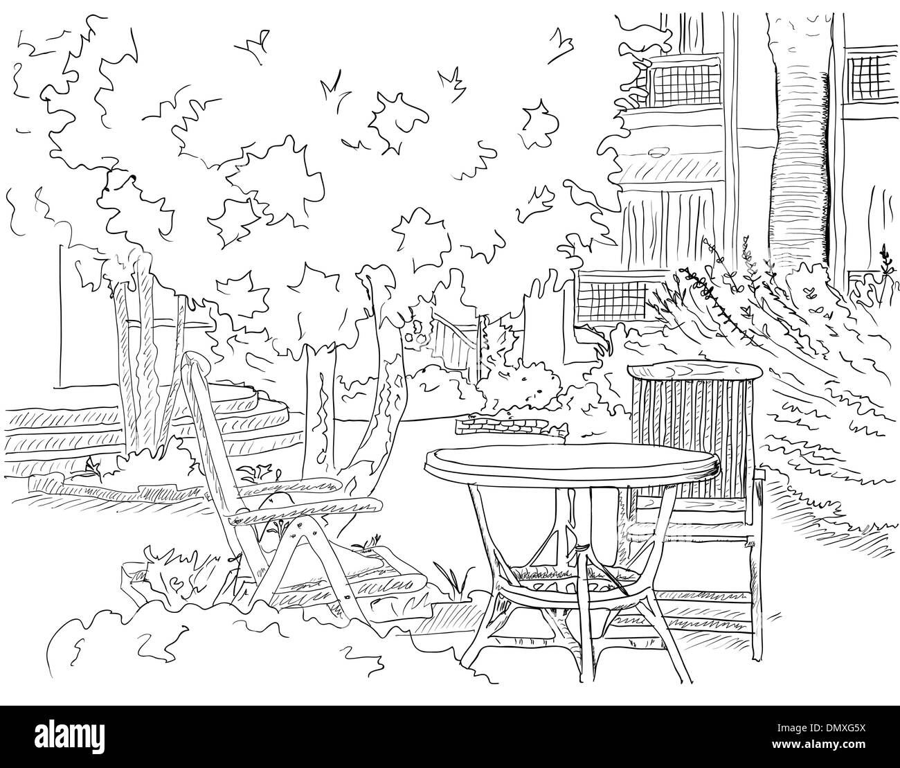 Eating garden table Stock Vector Images - Alamy