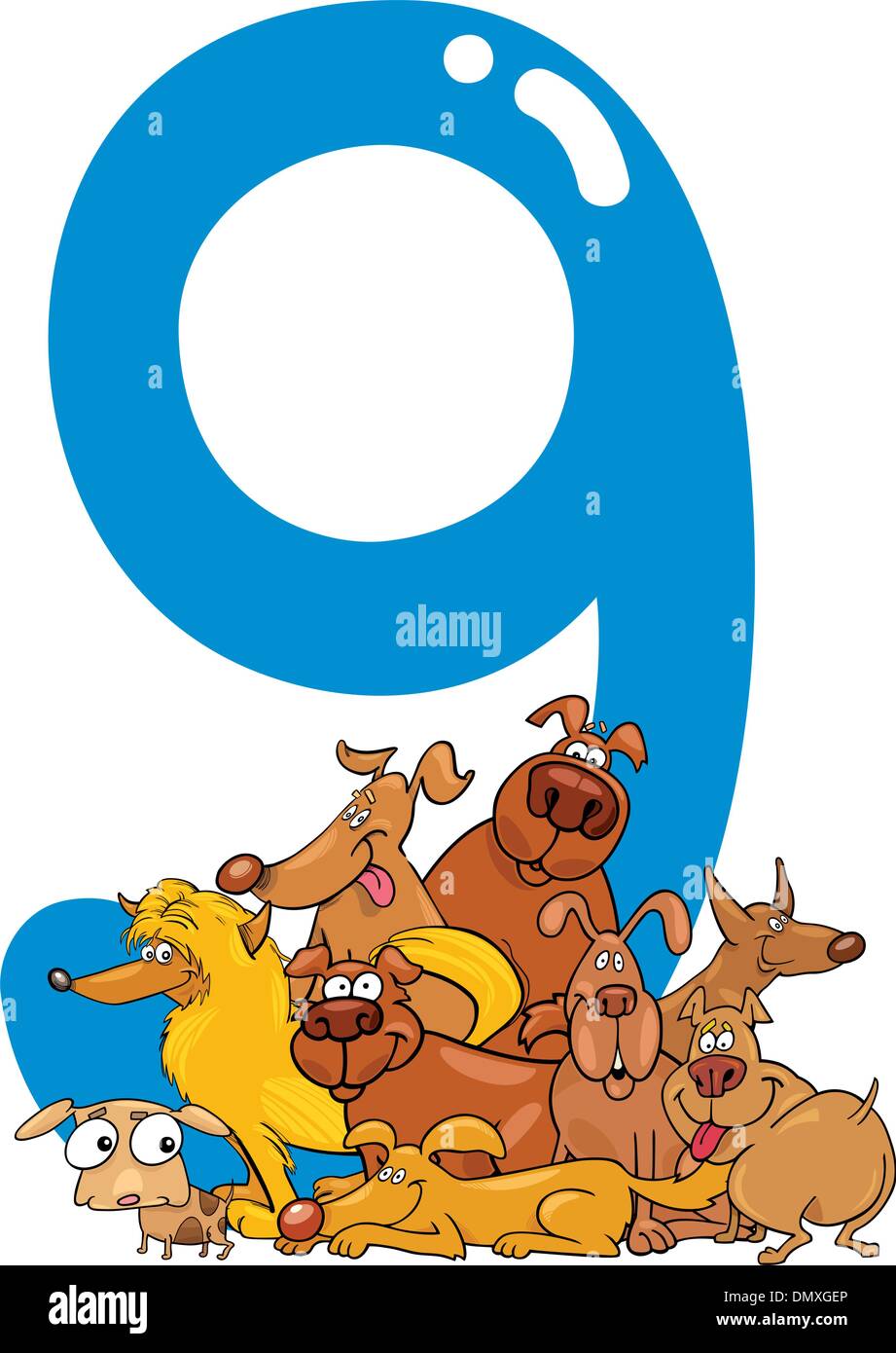 number nine and 9 dogs Stock Vector Image & Art - Alamy