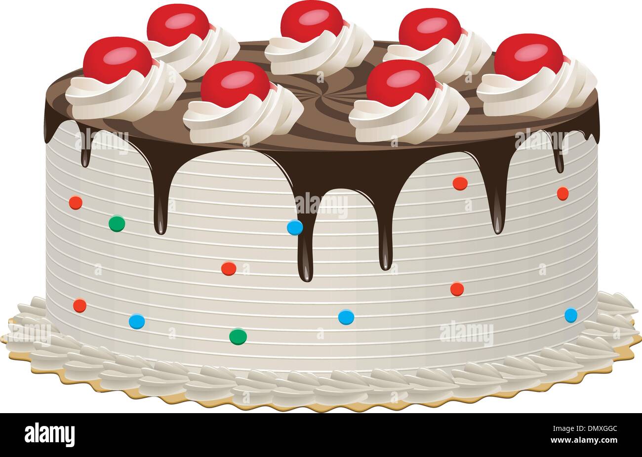 vector chocolate cake with cherries Stock Vector Image & Art - Alamy