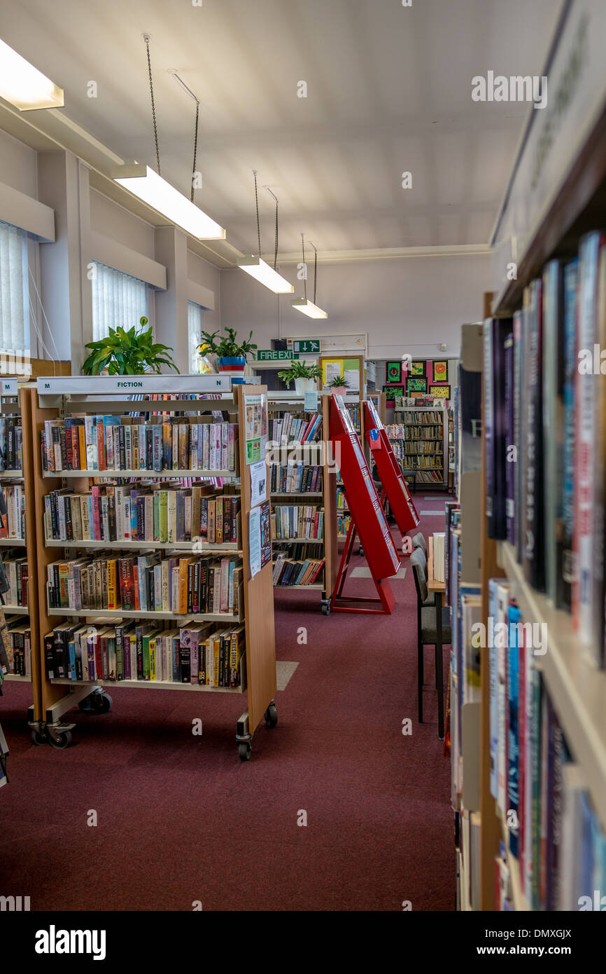 Inside of Little Lever Library showing book shelves Stock Photo - Alamy