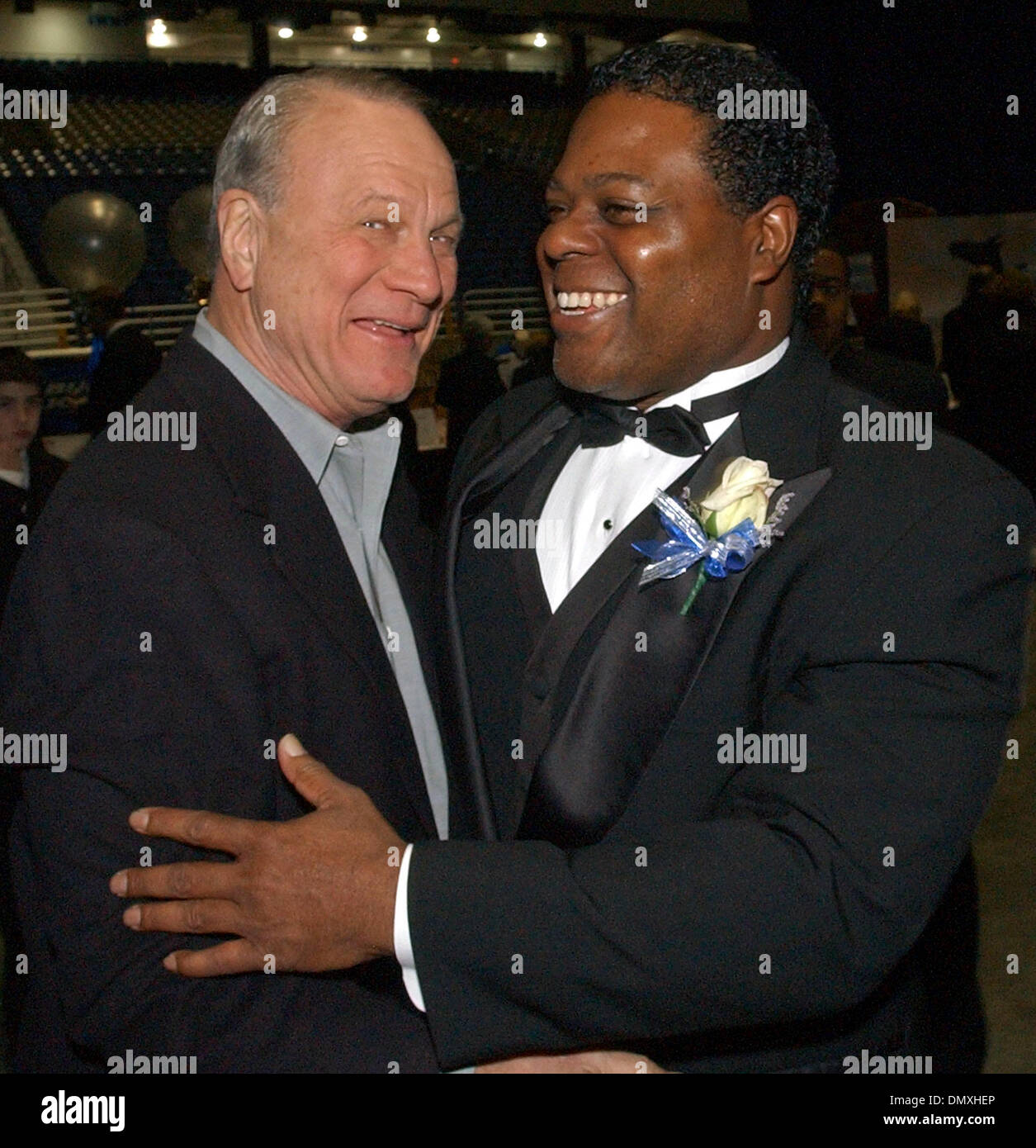 Feb 17, 2006; San Antonio, TX, USA; Thomas Lott greets his old football ...