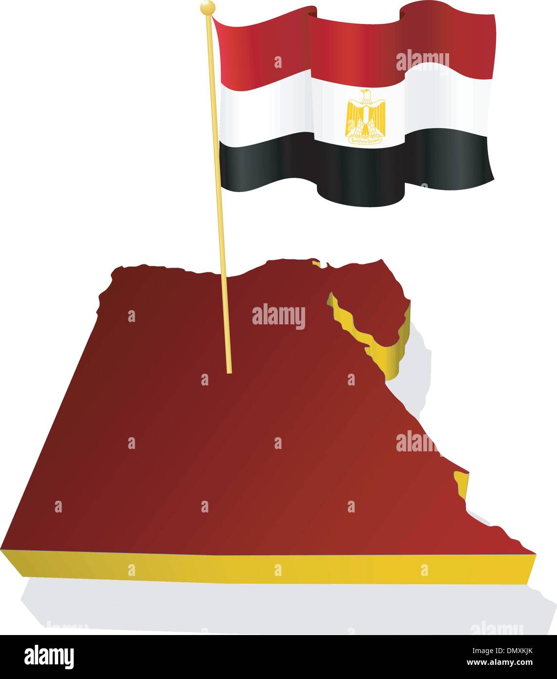 three-dimensional image map of Egypt with the national flag Stock ...