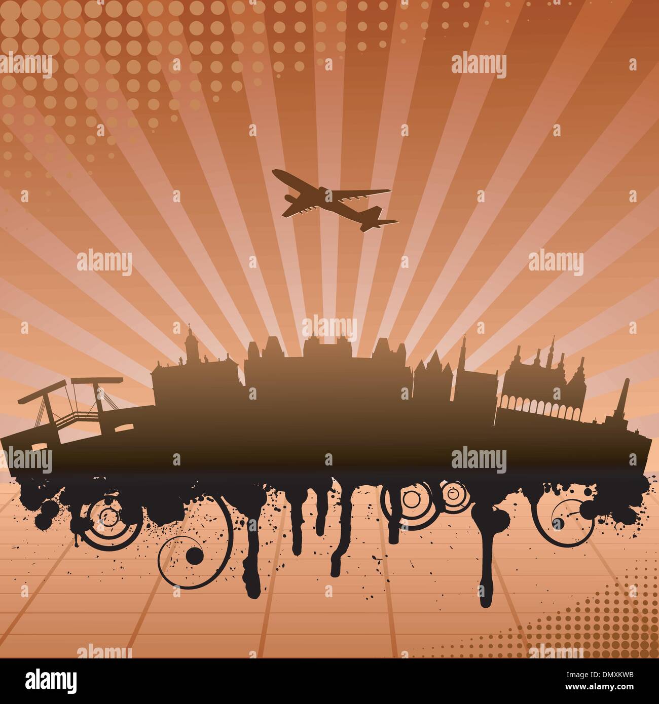 Vector illustration of urban landscape of Amsterdam Stock Vector Image ...