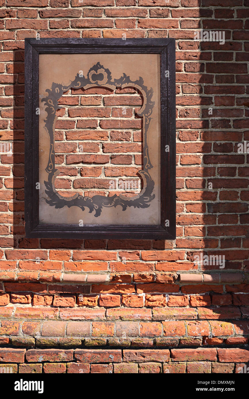 Vintage framework on ancient wall from brown brick Stock Photo - Alamy
