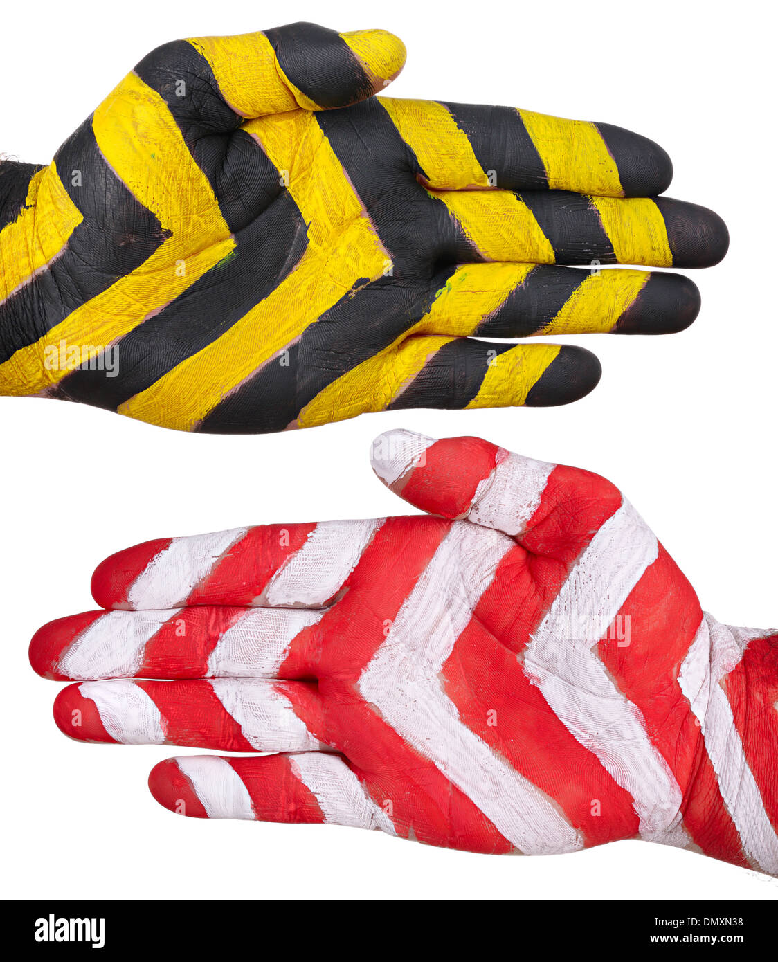 Choice concept. Hands as a pointers of opposite directions Stock Photo ...