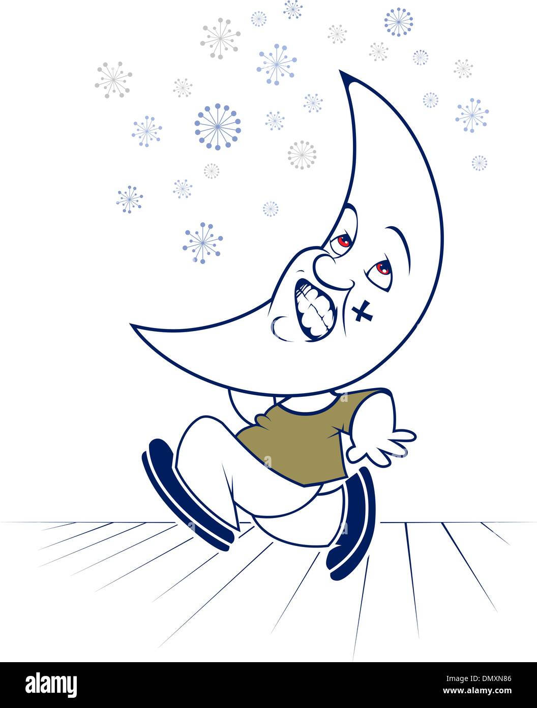 Cartoon character blue moon Cut Out Stock Images & Pictures - Alamy