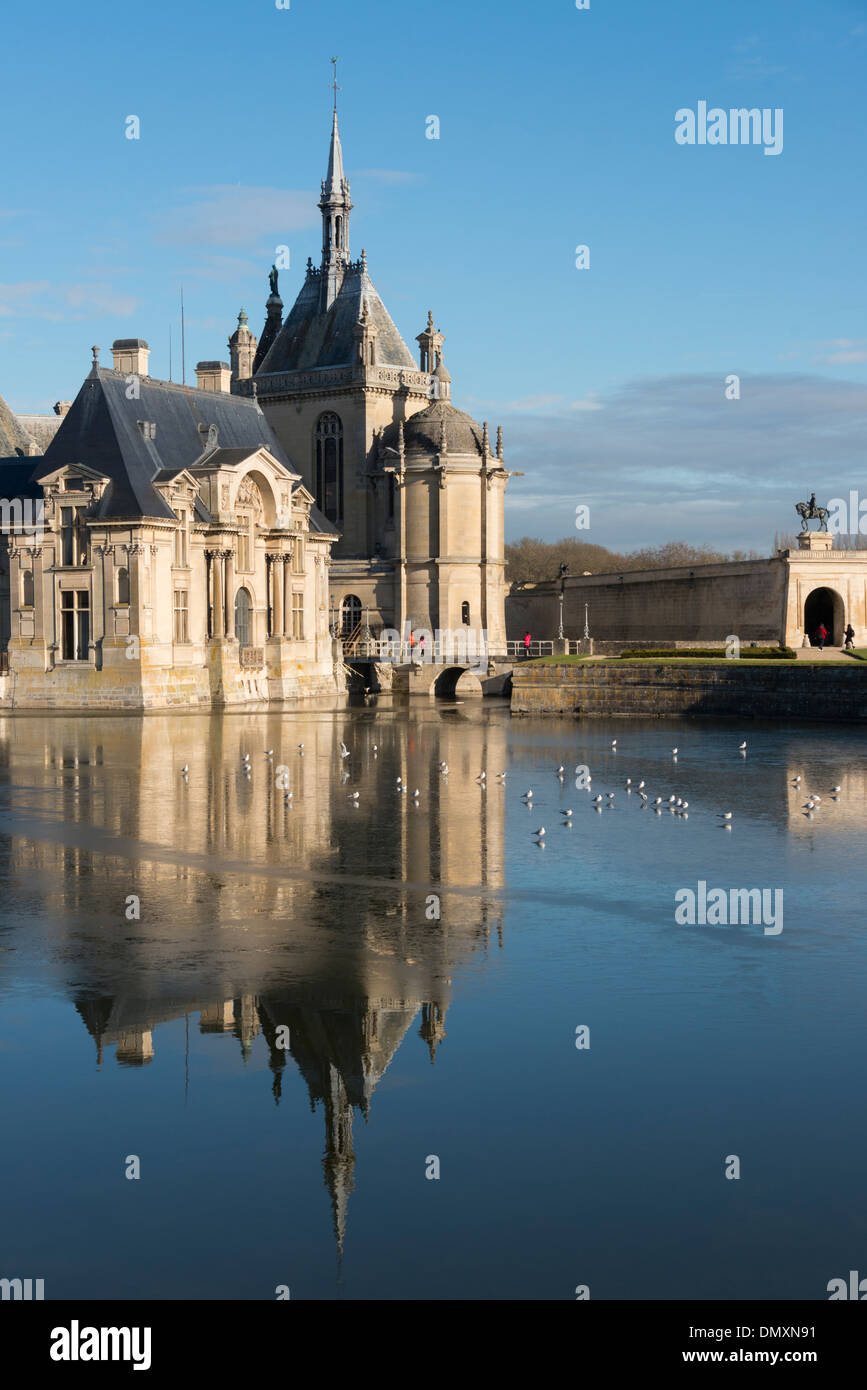 The Chateau at Chantilly, France. A major horse-racing town twinned ...