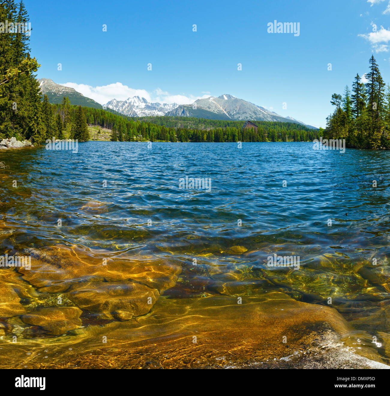 Mountain lake Strbske Pleso spring view (Slovakia Stock Photo - Alamy