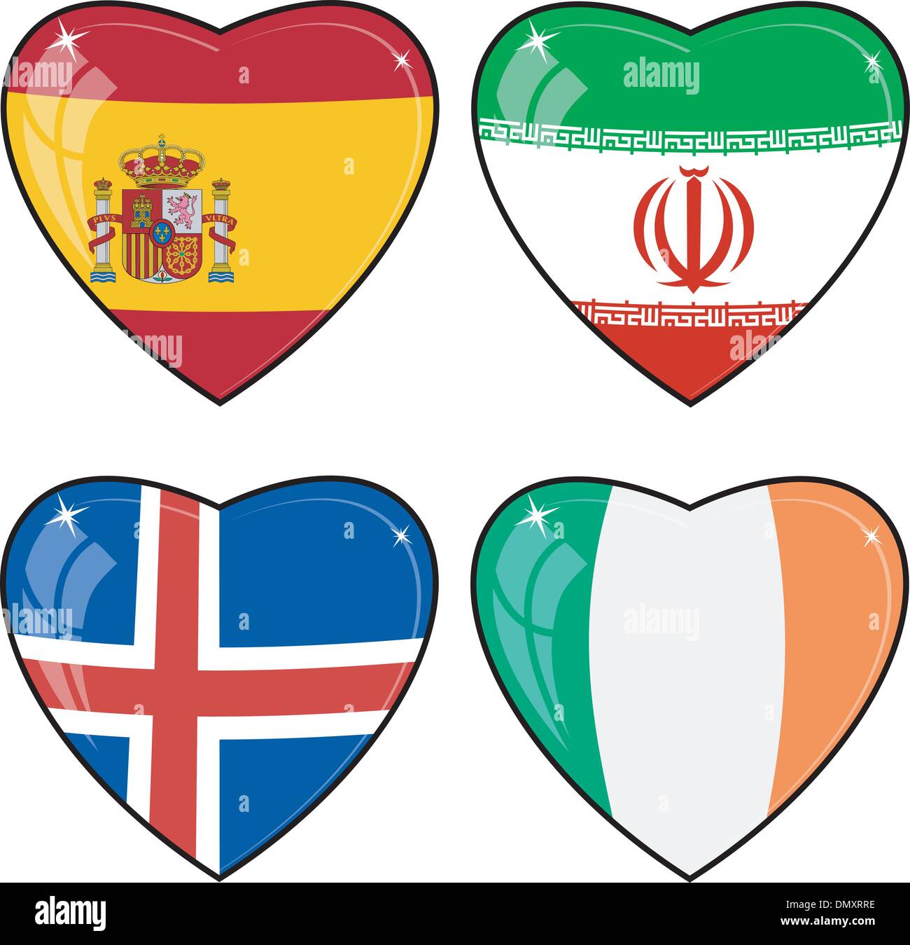 Set of vector images of hearts with the flags of Iran, Ireland Stock Vector Image & Art - Alamy