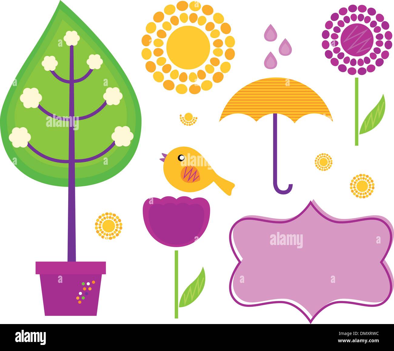 Vector spring design elements isolated on white Stock Vector Image ...