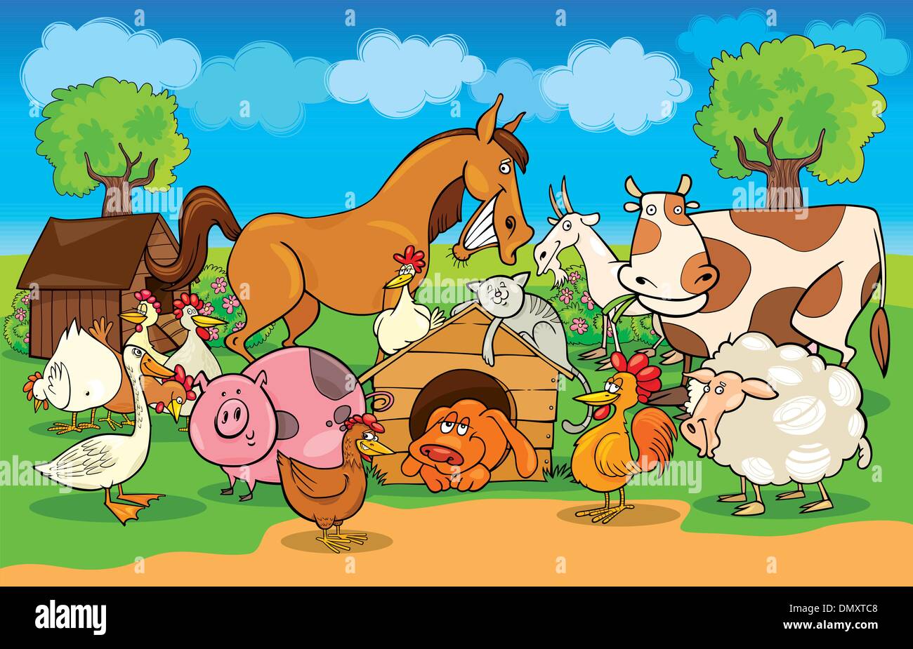 Farm animals country scene cartoon hi-res stock photography and images ...