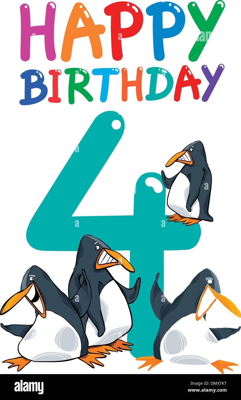 4th birthday card Stock Vector Images - Alamy