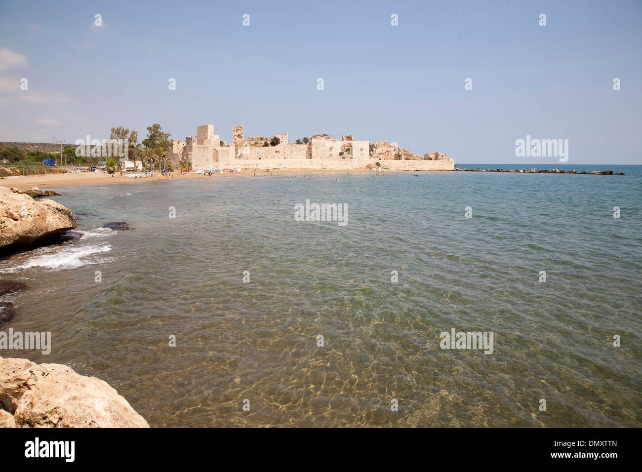 beach and castle of korykos, kizkalesi, mediterranean coast, turkey ...