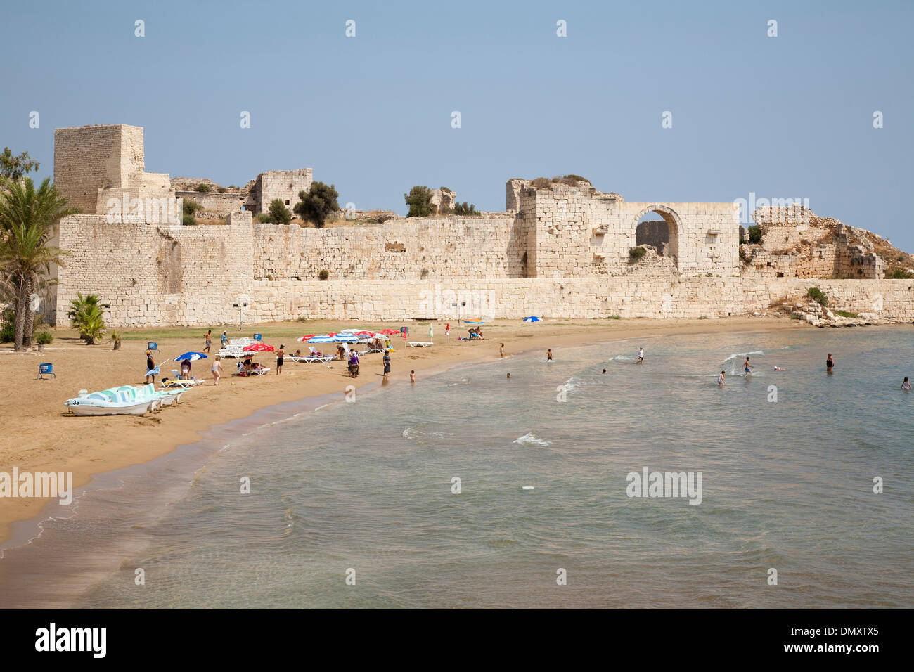 beach and castle of korykos, kizkalesi, mediterranean coast, turkey ...