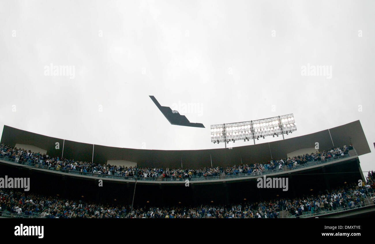 Apr 03, 2006; Los Angeles, CA, USA; A flyover of a B-2 stealth bomber ...