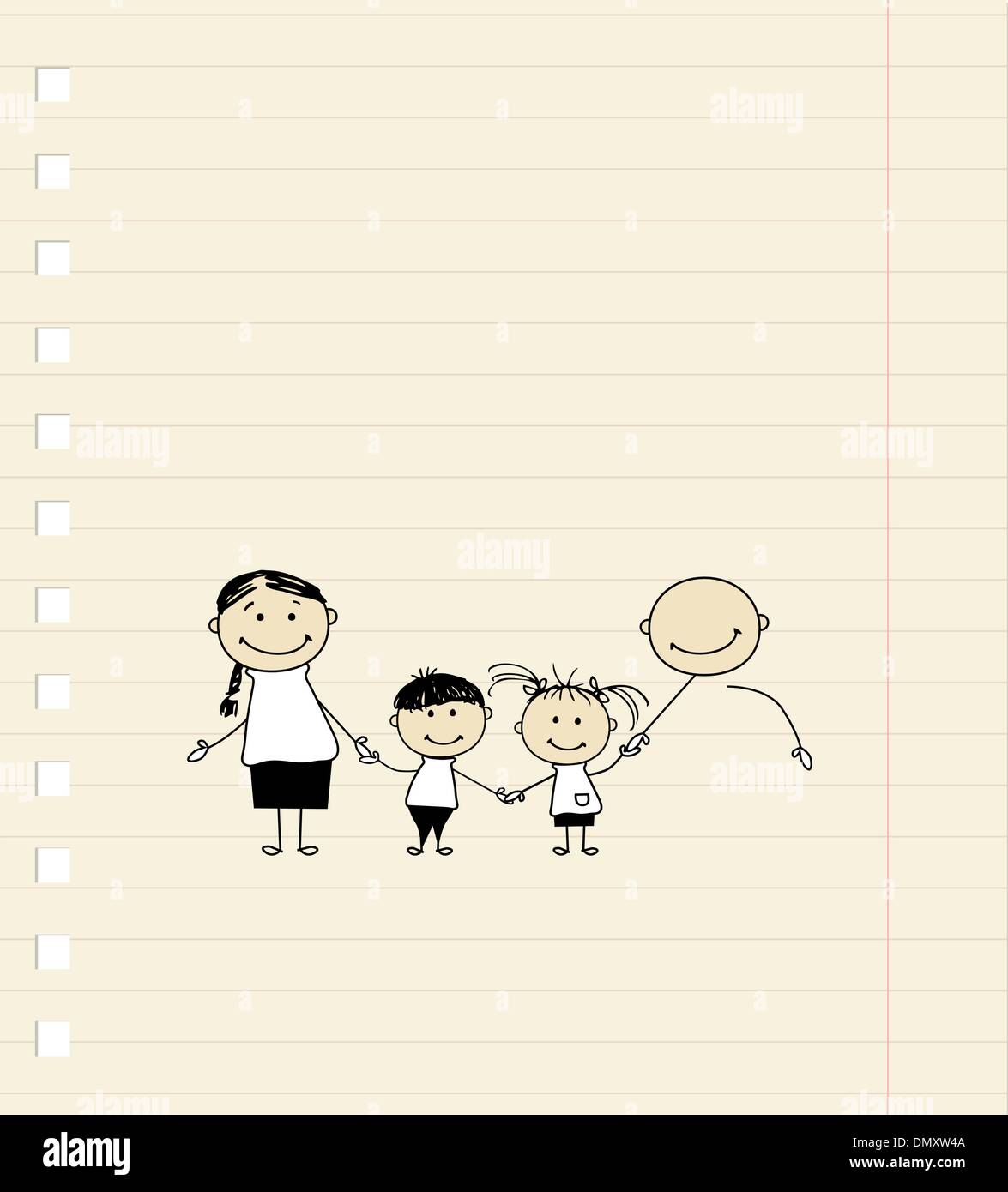 Happy family with love, drawing sketch Stock Vector Image & Art - Alamy