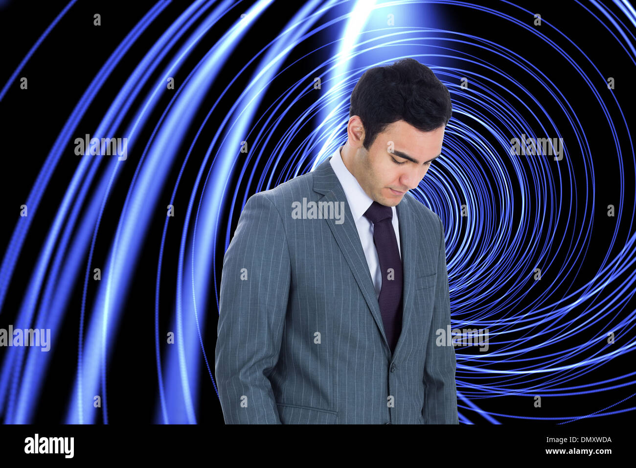 Composite image of unsmiling businessman standing Stock Photo - Alamy